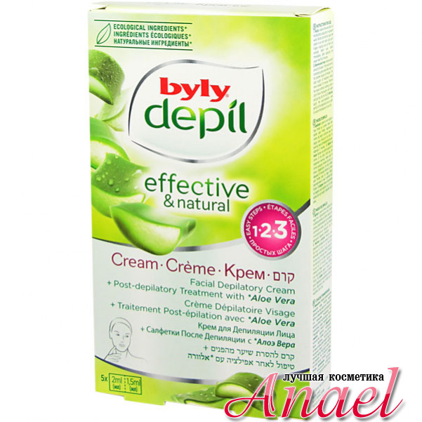 Byly Depil Мягкий крем для депиляции лица + Салфетка после депиляции с ...